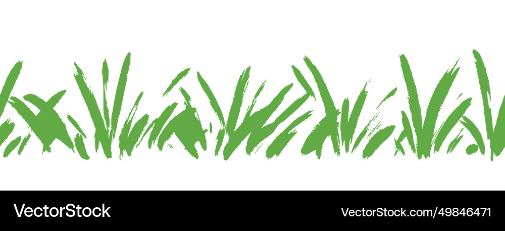 Grass doodle ink brush sketch seamless field Vector Image