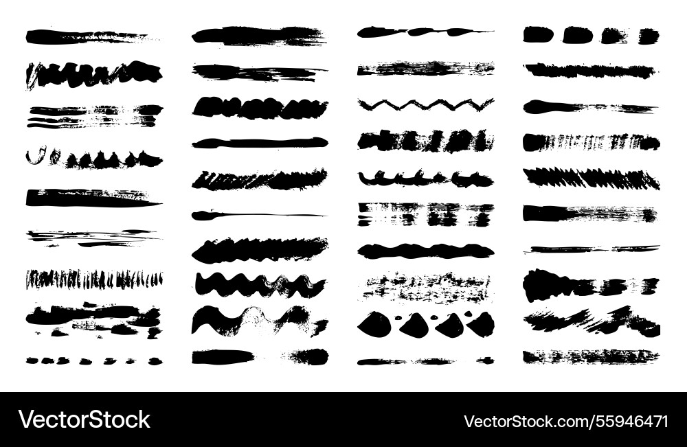 Grunge brush strokes lines ink smudges hand Vector Image
