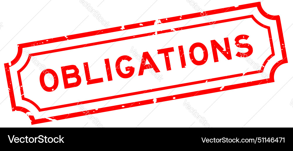 Grunge red obligations word square rubber stamp Vector Image