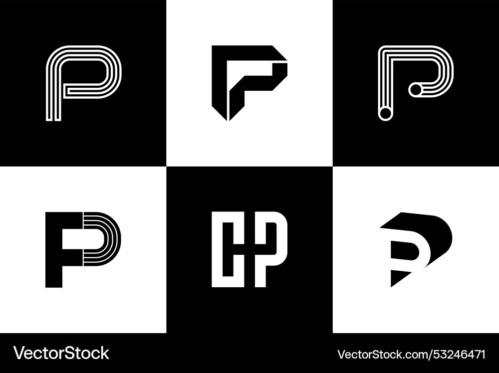 Letter p fonts and logo design Royalty Free Vector Image