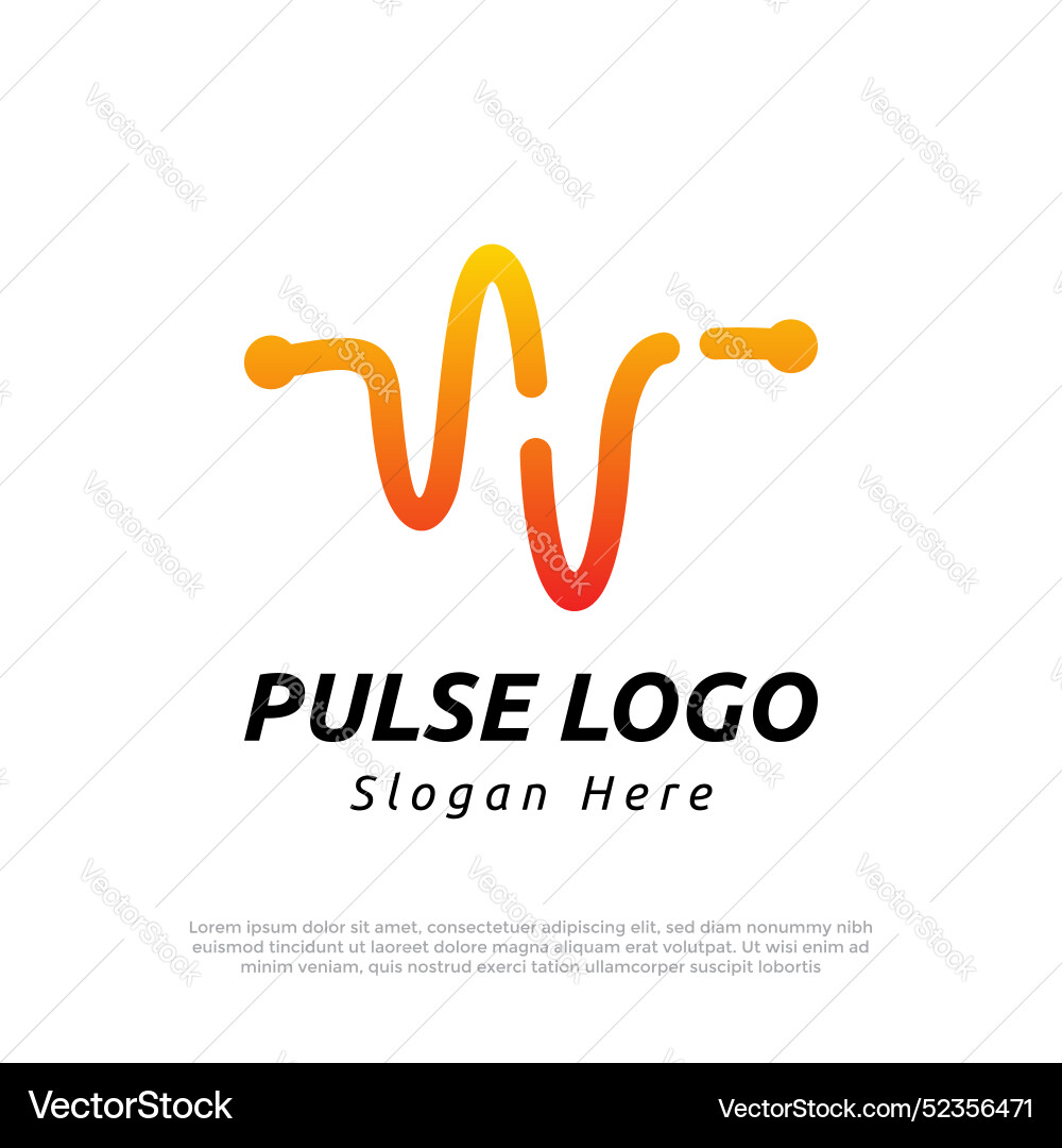 Minimalist pulse logo design template Royalty Free Vector