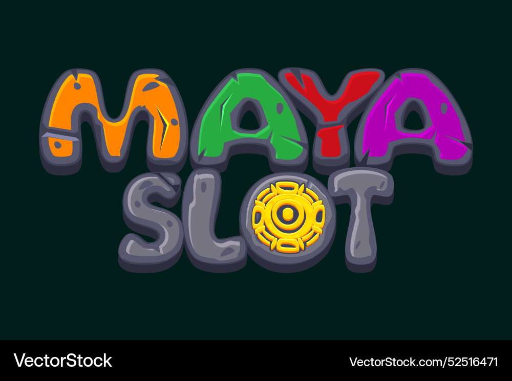 Stone text - maya slot logo for ancient mayan Vector Image