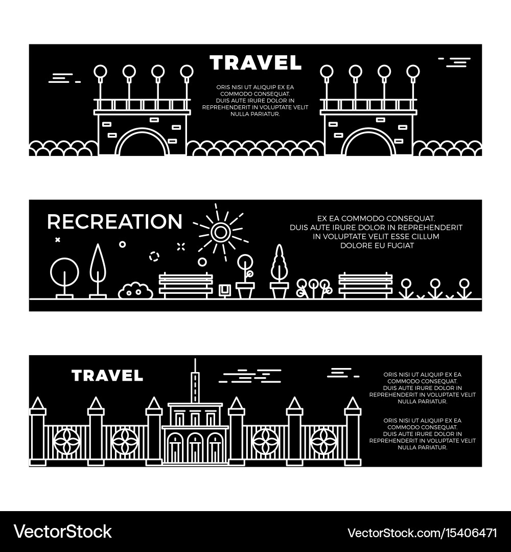 Travel and recreation flat banners template Vector Image