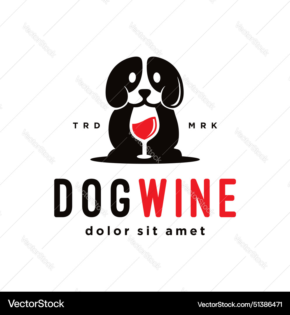 Wine dog logo design emblem beverage concept beer Vector Image