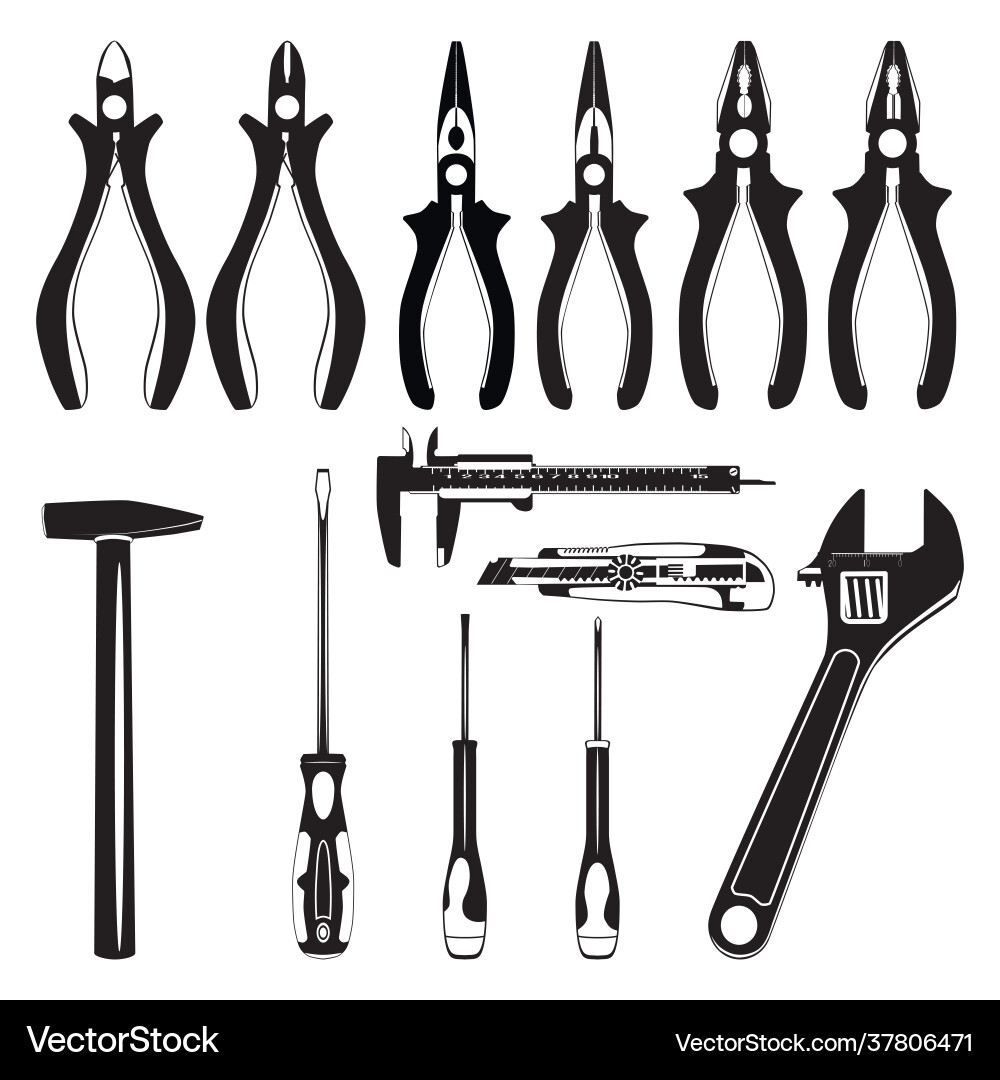 Work tool silhouettes wire cutters combination Vector Image