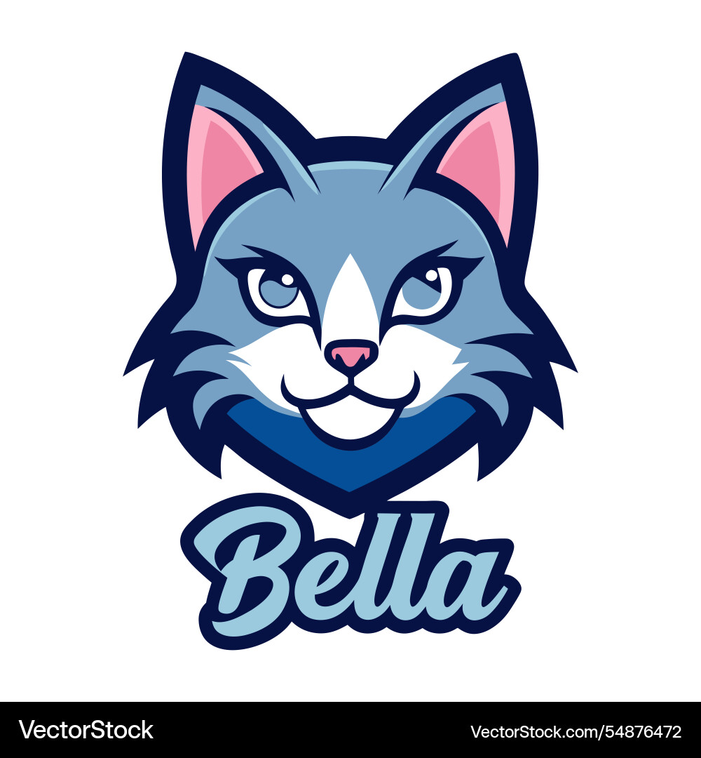Bella cat head mascot logo Royalty Free Vector Image