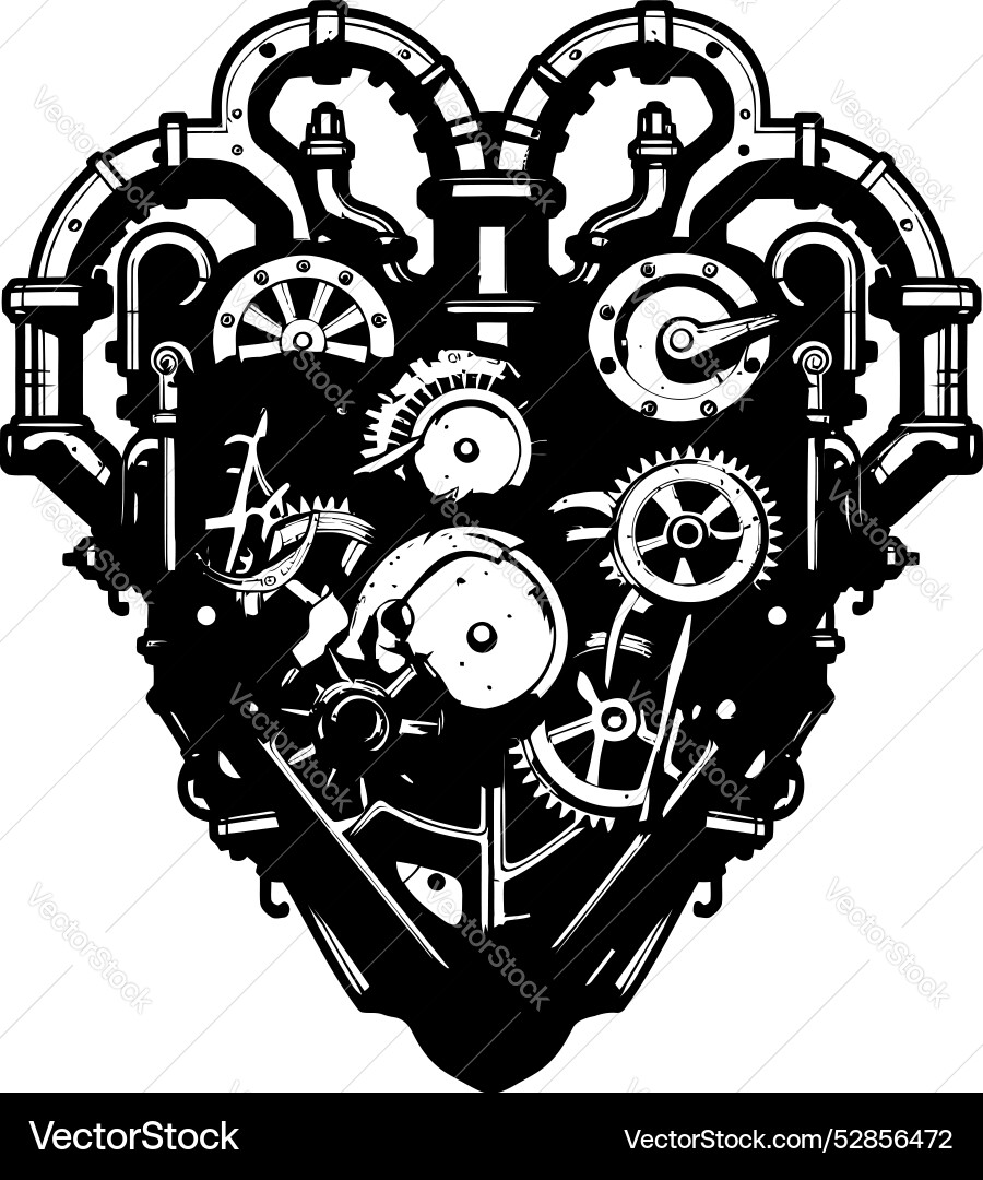 Clockwork connection steampunk human heart logo Vector Image