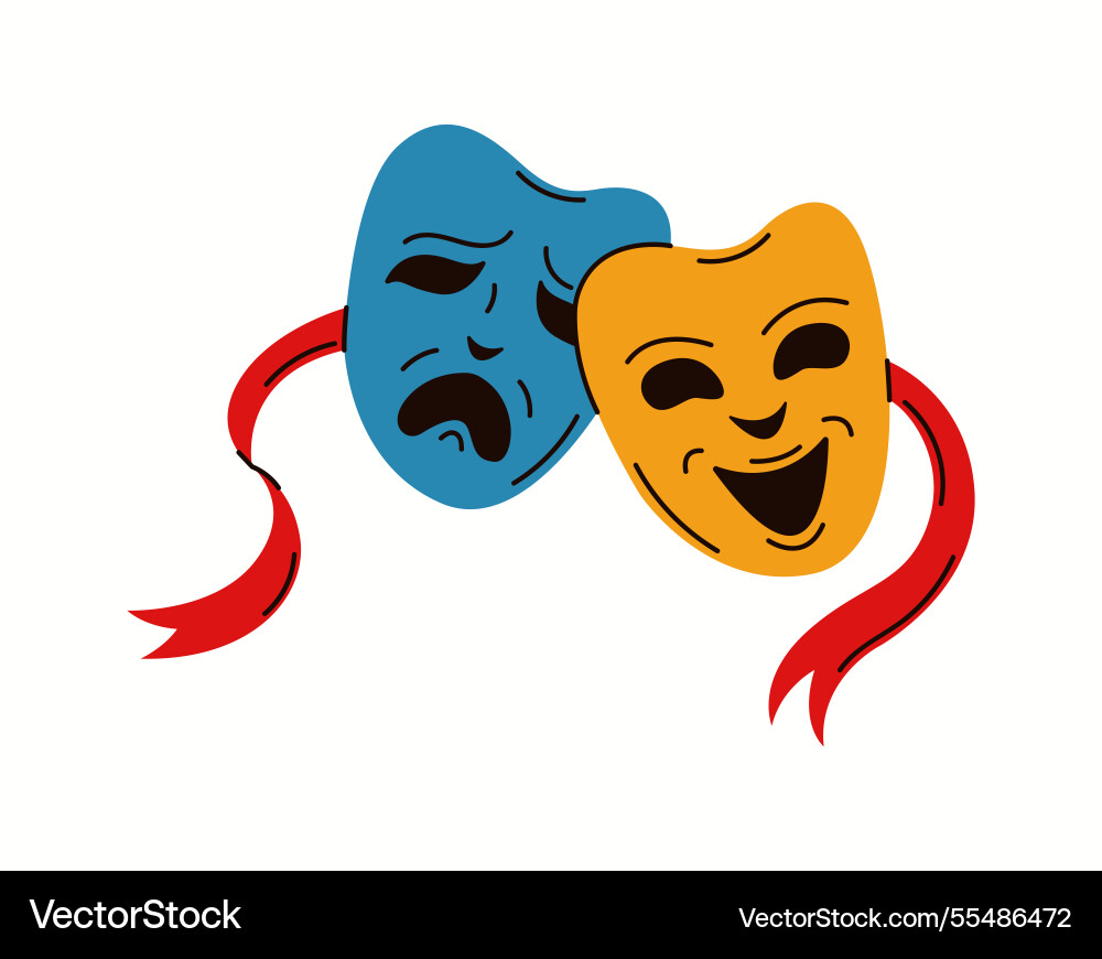 Comedy and tragedy theater masks Royalty Free Vector Image