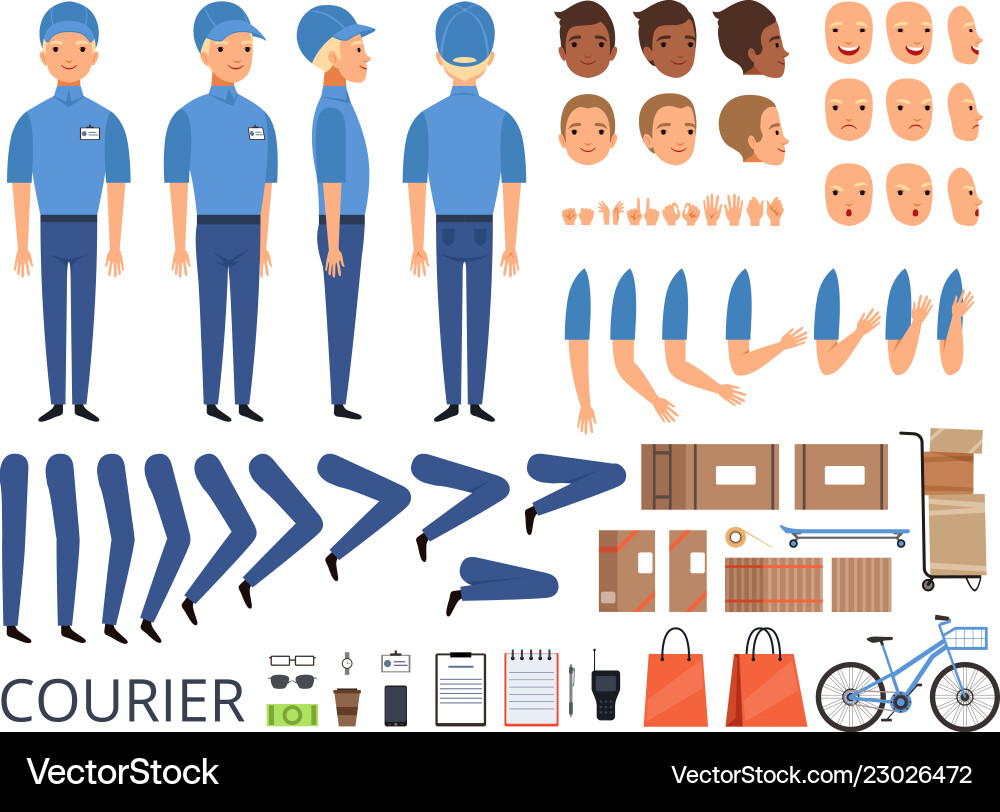 Courier Character Animation - Delivery Worker Vector Image