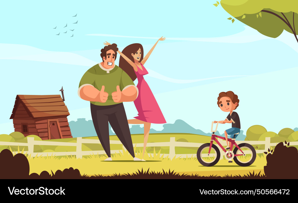 Cycling family background Royalty Free Vector Image