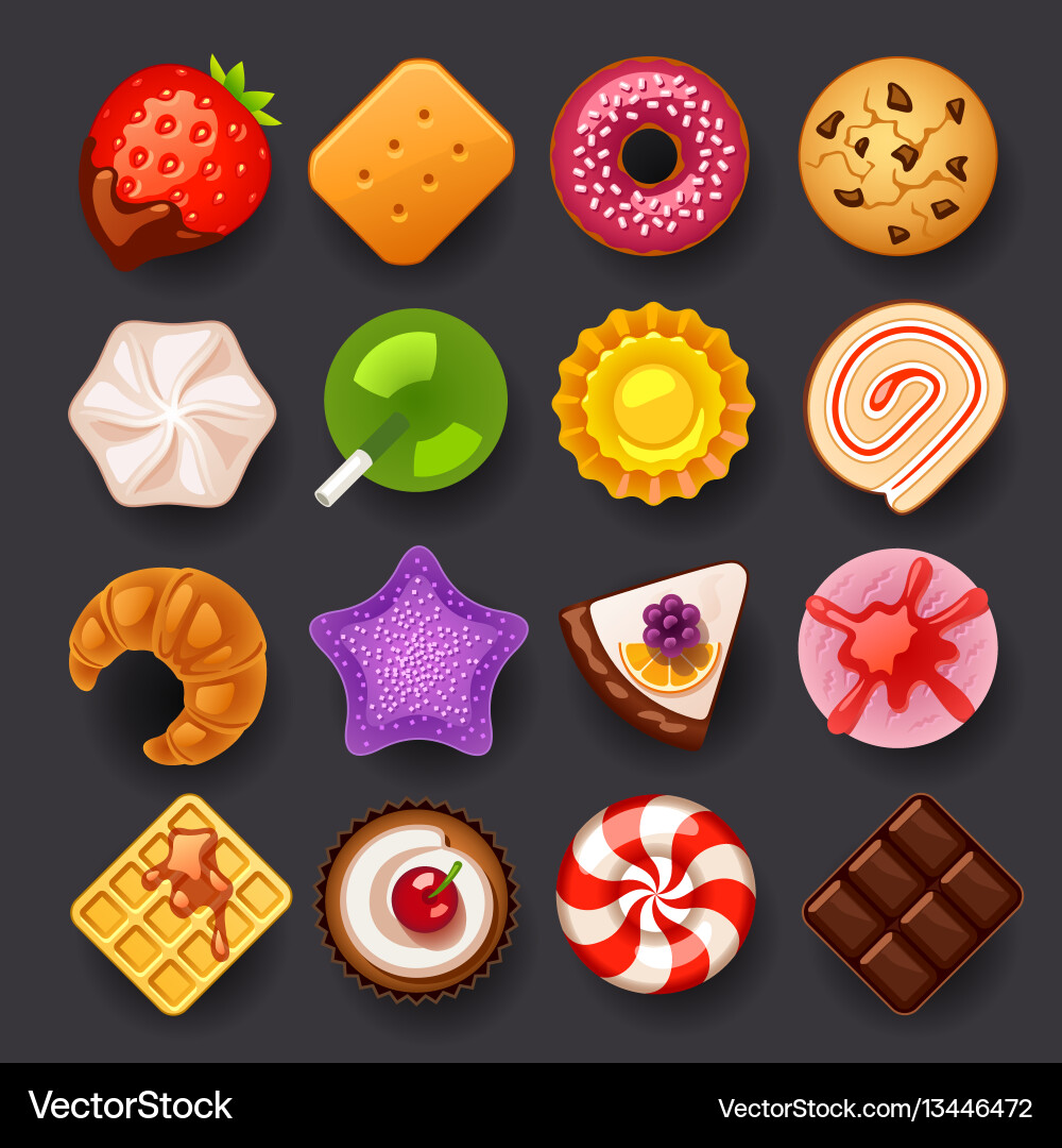 Dessert icon set Royalty Free Vector Image - VectorStock