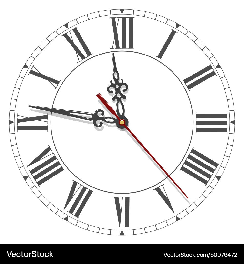 Elegant antique dial with roman numerals Vector Image
