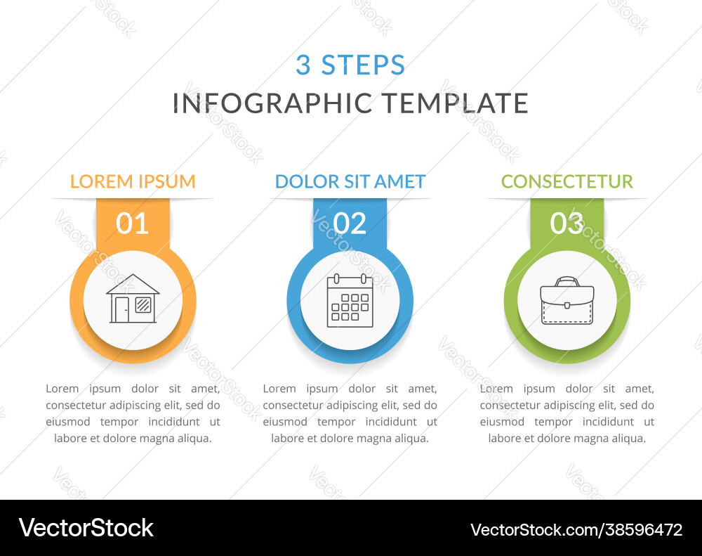 Infographic template with 3 steps Royalty Free Vector Image