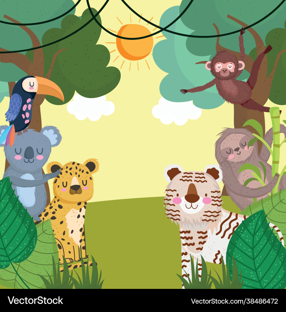 Jungle safari animals Royalty Free Vector Image