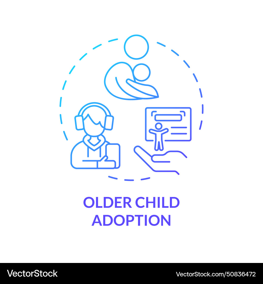 Older child adoption blue gradient concept icon Vector Image