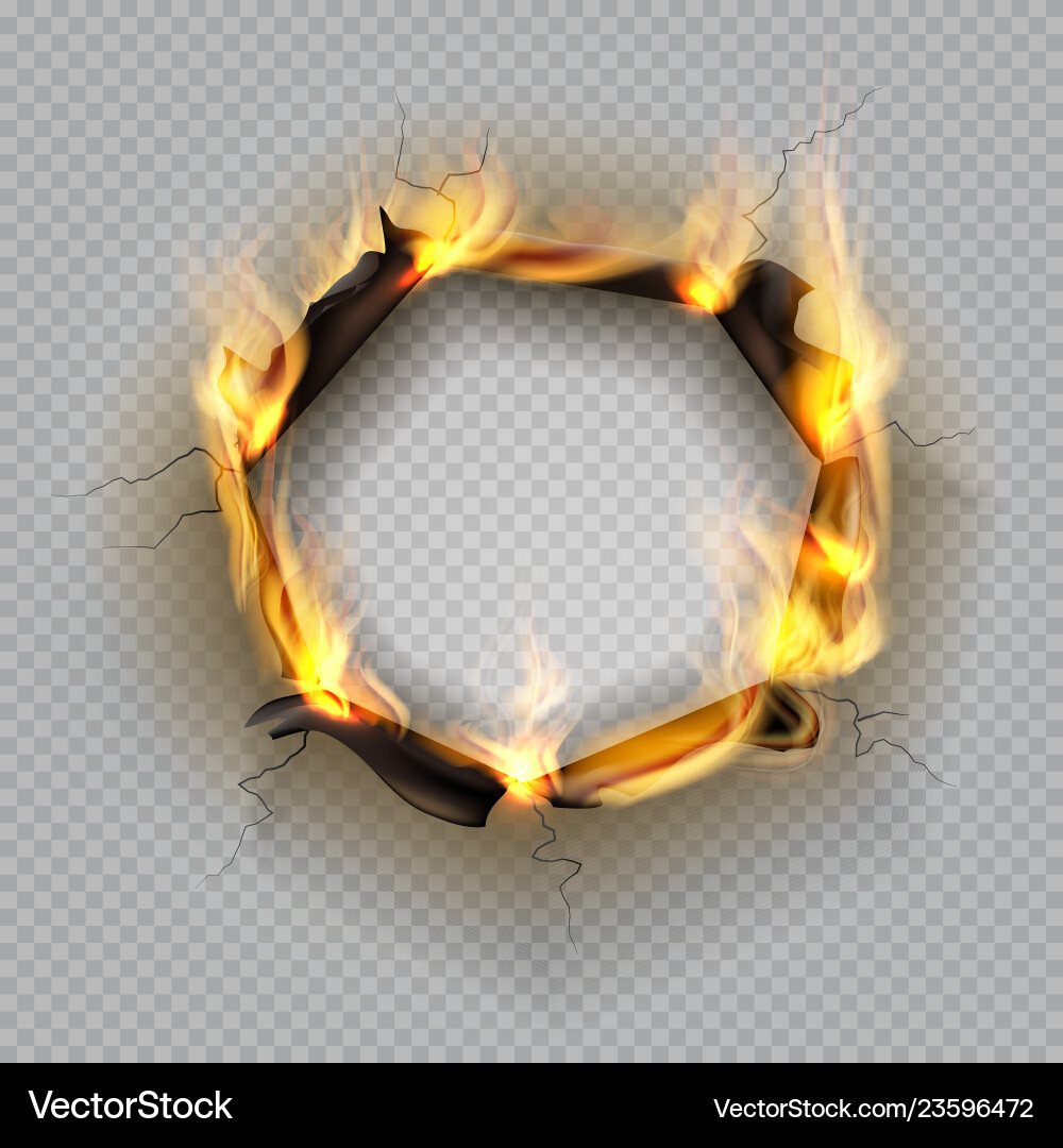 Paper burn hole flame edge effect burnt Royalty Free Vector