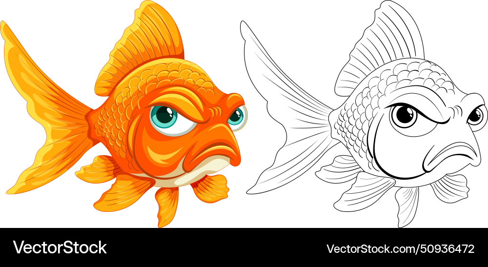 Two stylized angry fish one colored Royalty Free Vector