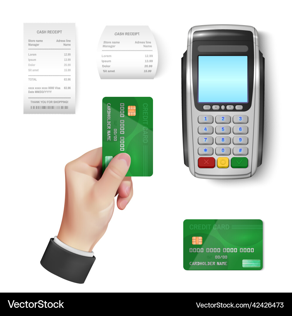 Acquiring bank pos terminal Royalty Free Vector Image