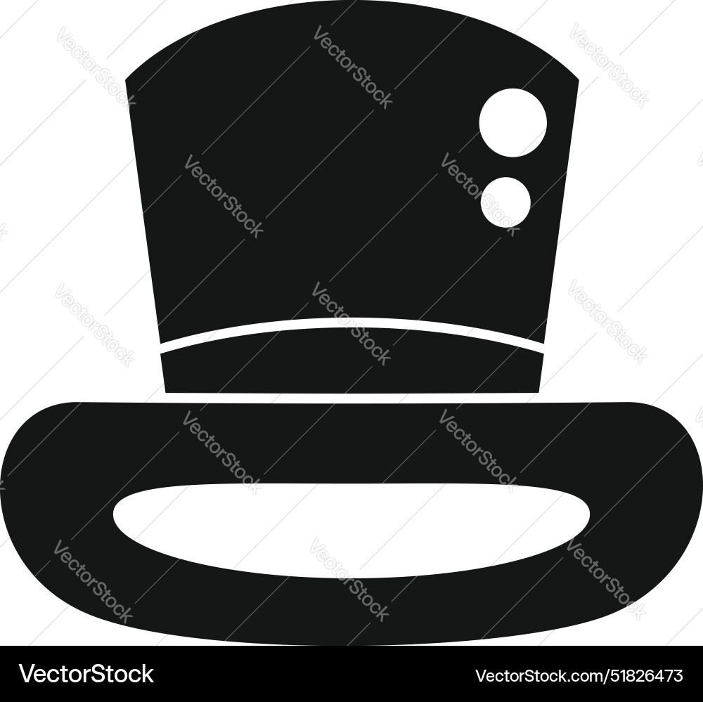 Black top hat with two buttons icon simple style Vector Image