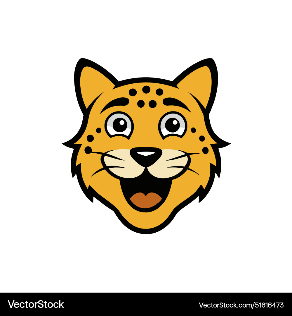 Bobcat leopard smiles icon Royalty Free Vector Image