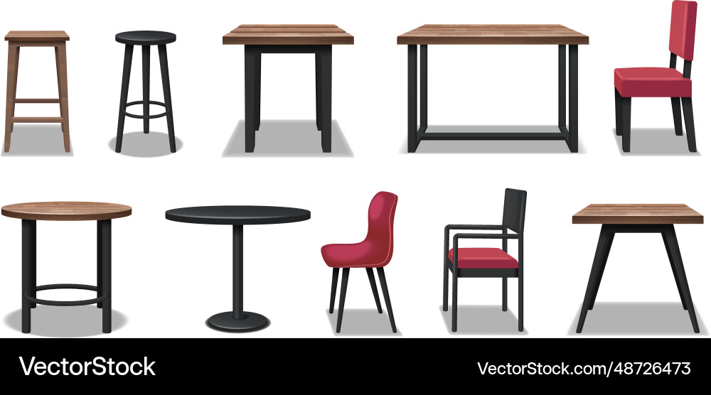 Cafe furniture set Royalty Free Vector Image - VectorStock