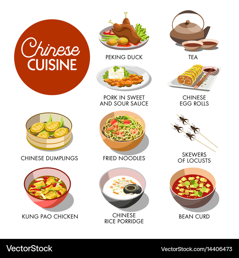 Chinese cuisine menu mockup Royalty Free Vector Image