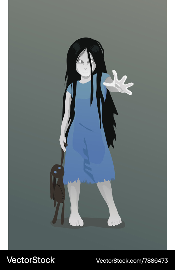 Eerie Ghost Girl with Toy Royalty Free Vector Image