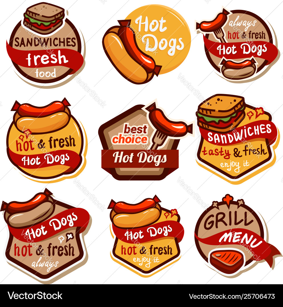 Fast food logos and emblems set3 Royalty Free Vector Image