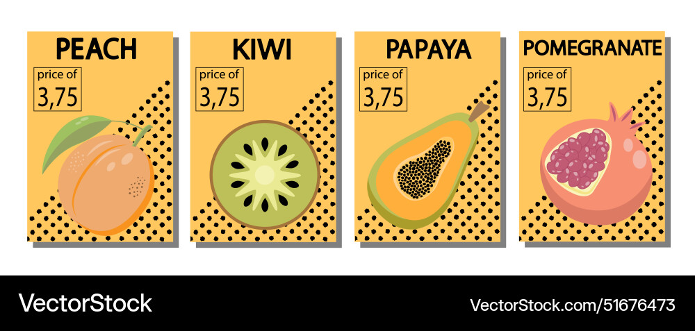 Fruit label set price tags poster banner Vector Image