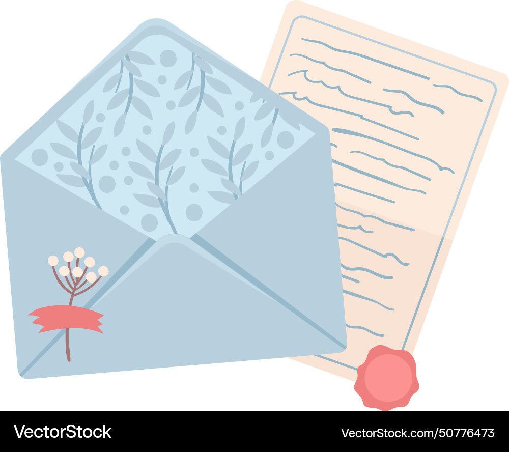 Handwritten letter and paper envelope cute mail Vector Image