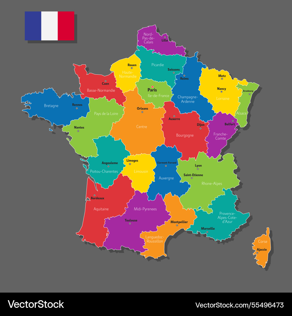Map of france Royalty Free Vector Image - VectorStock