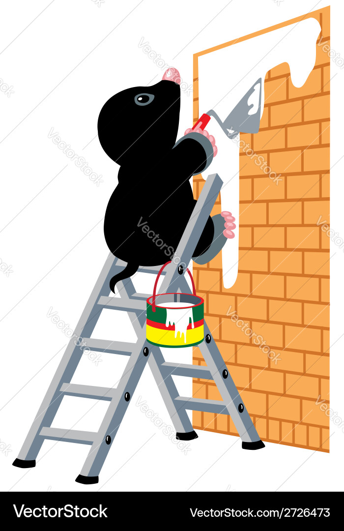 Mole plastering wall Royalty Free Vector Image