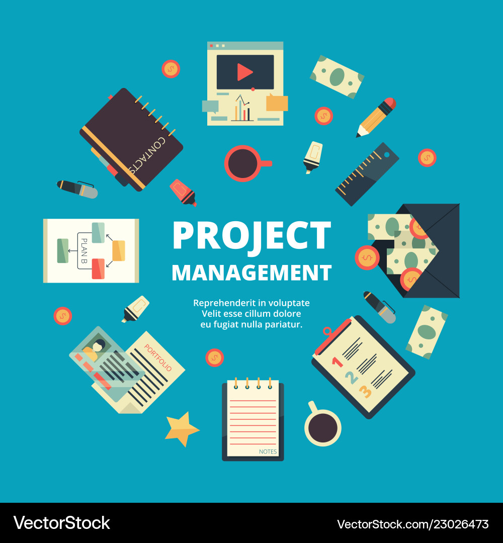 Project management background concept of office Vector Image