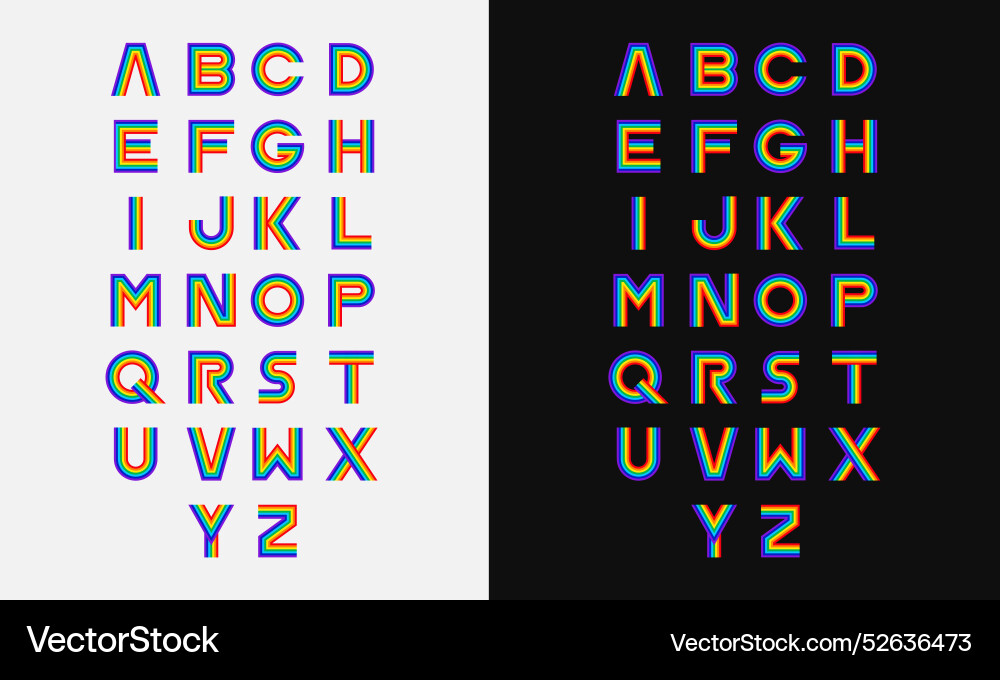 Rainbow capital alphabet fonts Royalty Free Vector Image