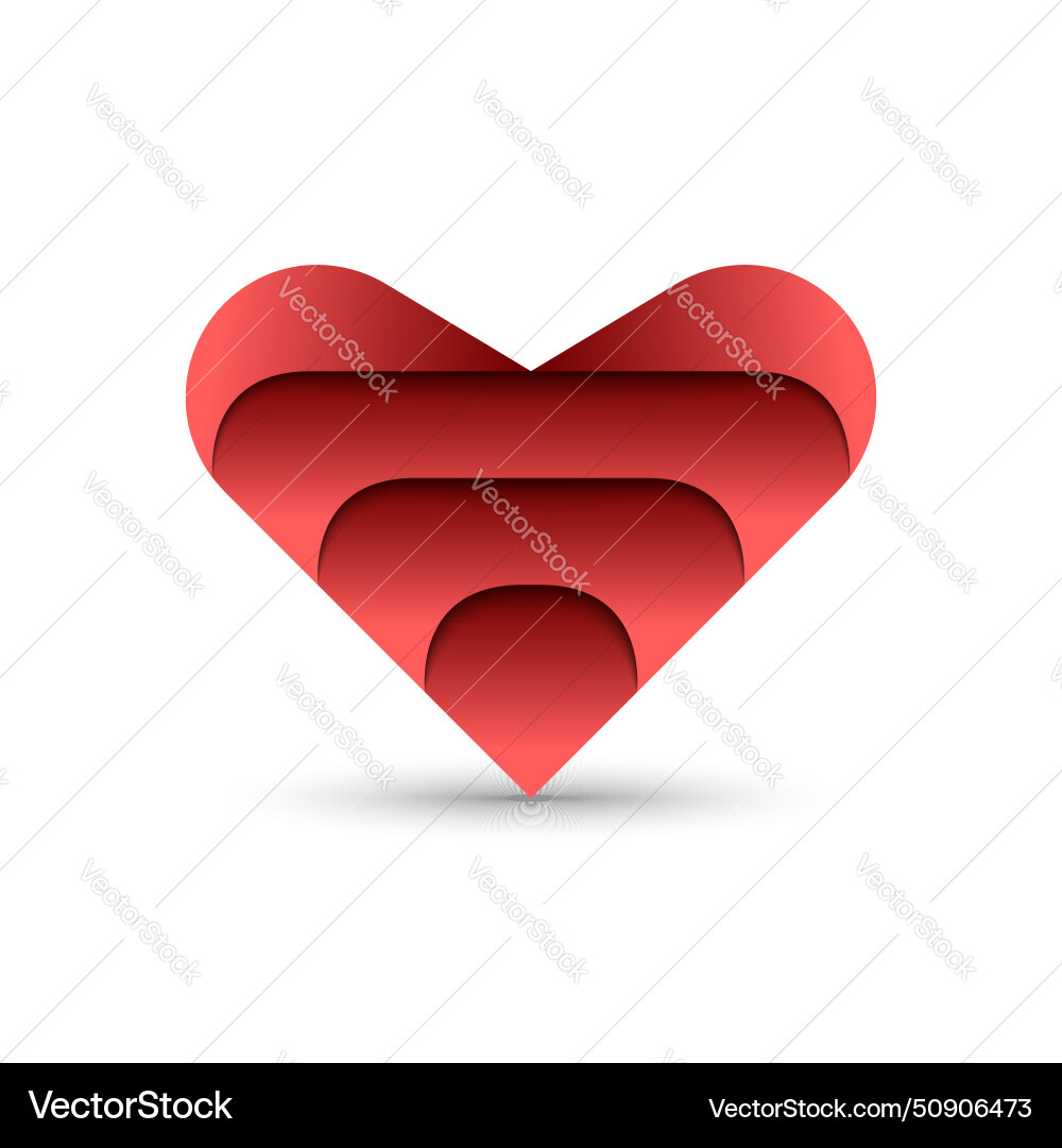 Red layers heart shape logo on a white background Vector Image