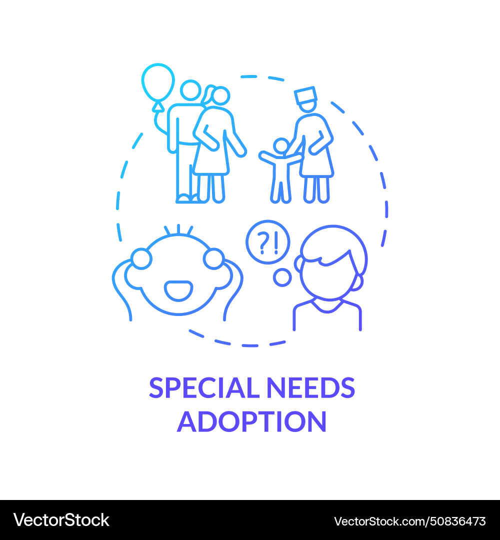 Special needs adoption blue gradient concept icon Vector Image