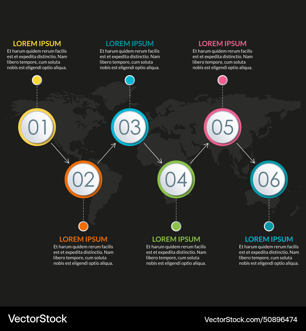6 steps infographic design template for diagram Vector Image