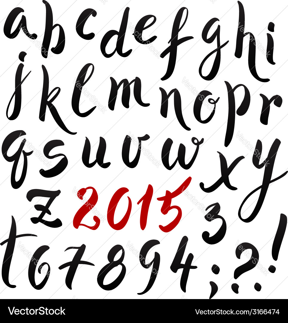 Black and red hand writing lettering alphabet Vector Image