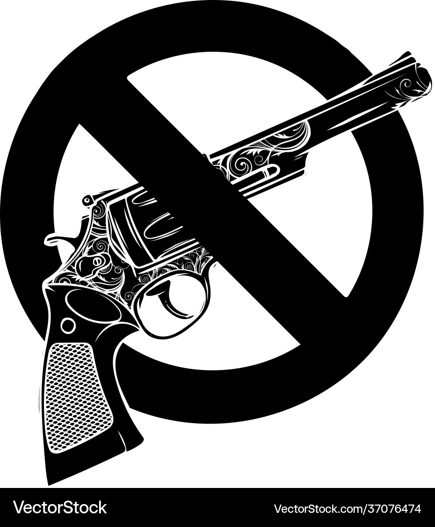 Black silhouette symbol no gun on white Royalty Free Vector