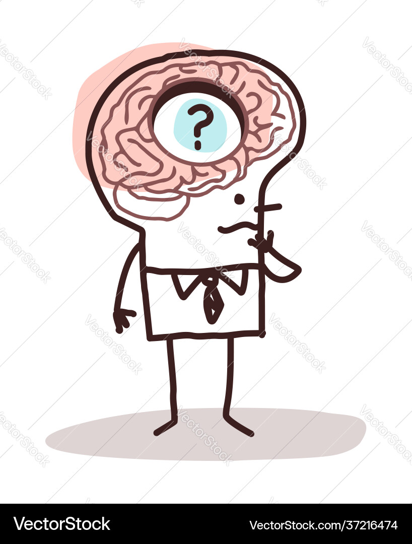 Cartoon man with a hole in brain and memory Vector Image