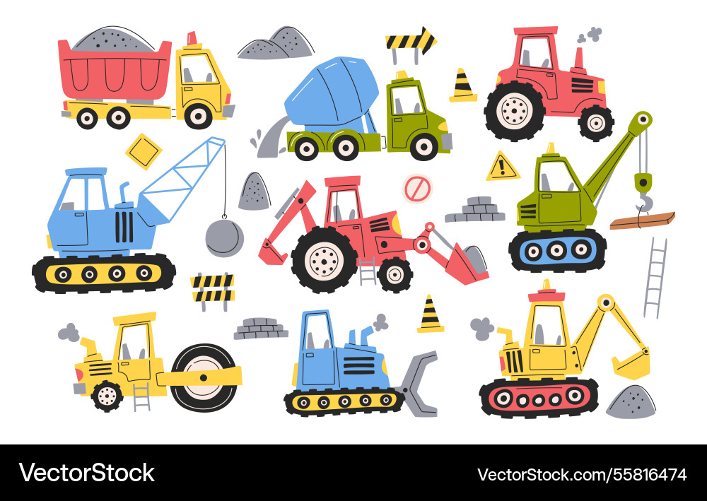 Construction Vehicles Set Royalty Free Vector Image