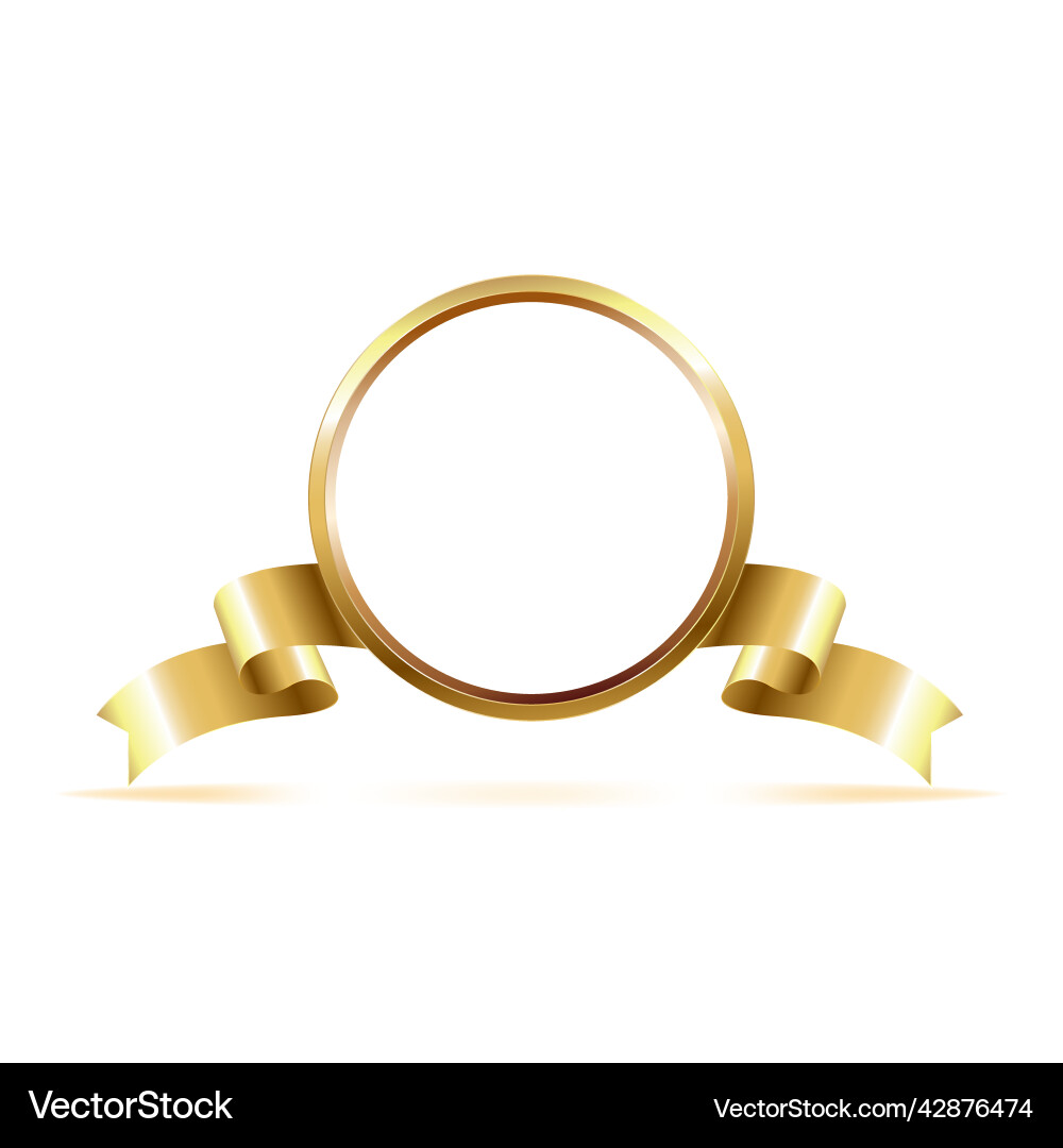 Golden ring and ribbon on sides Royalty Free Vector Image