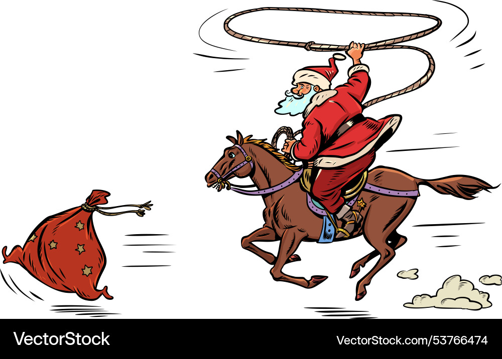 Santa Claus and Running Gift Royalty Free Vector Image