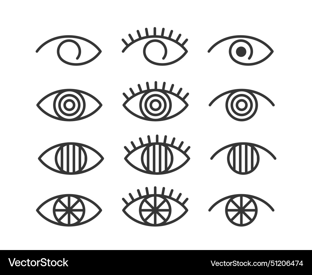 Set stylized eye icons with various patterns Vector Image