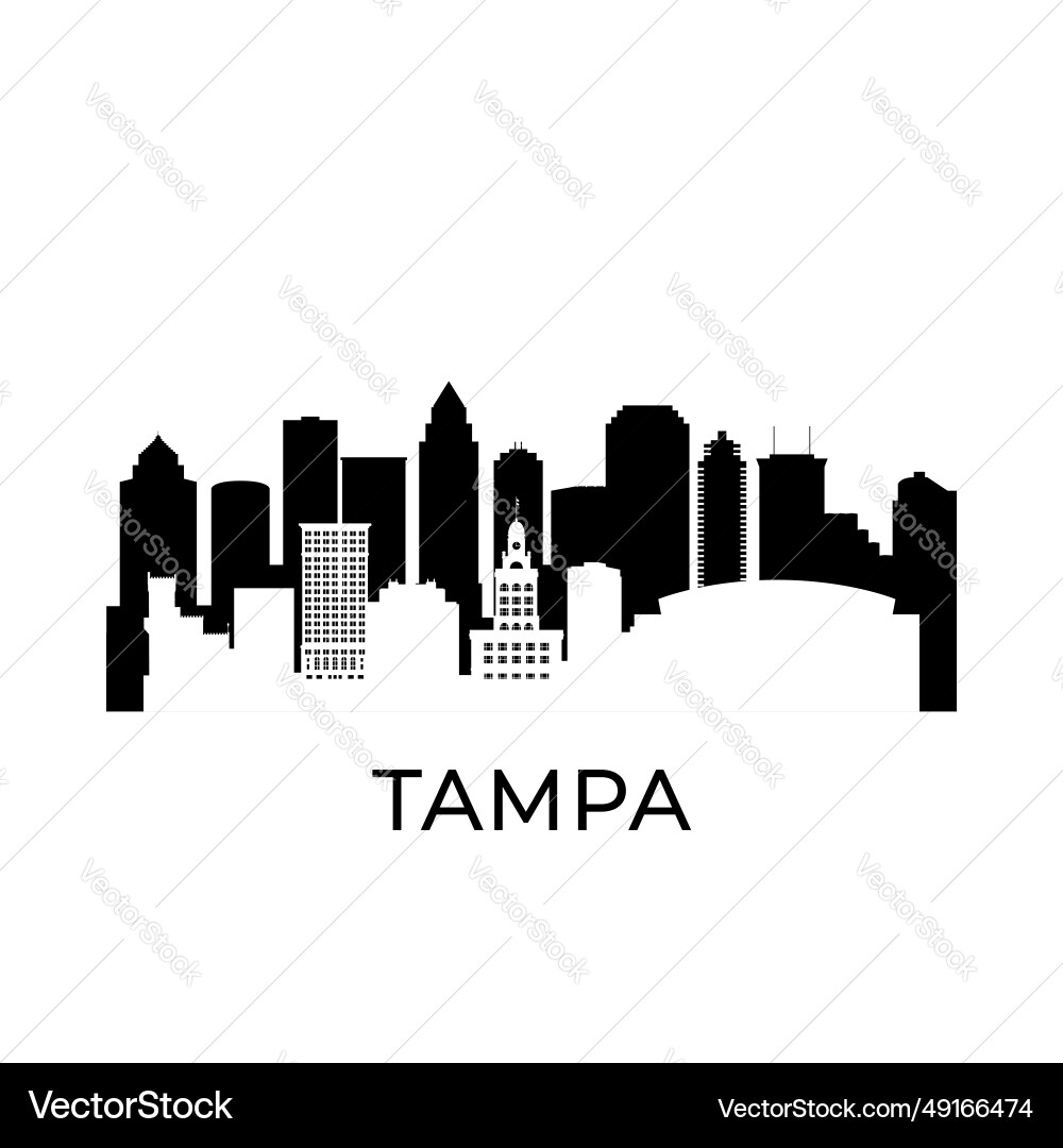 Tampa Skyline Silhouette - Florida Royalty Free Vector Image