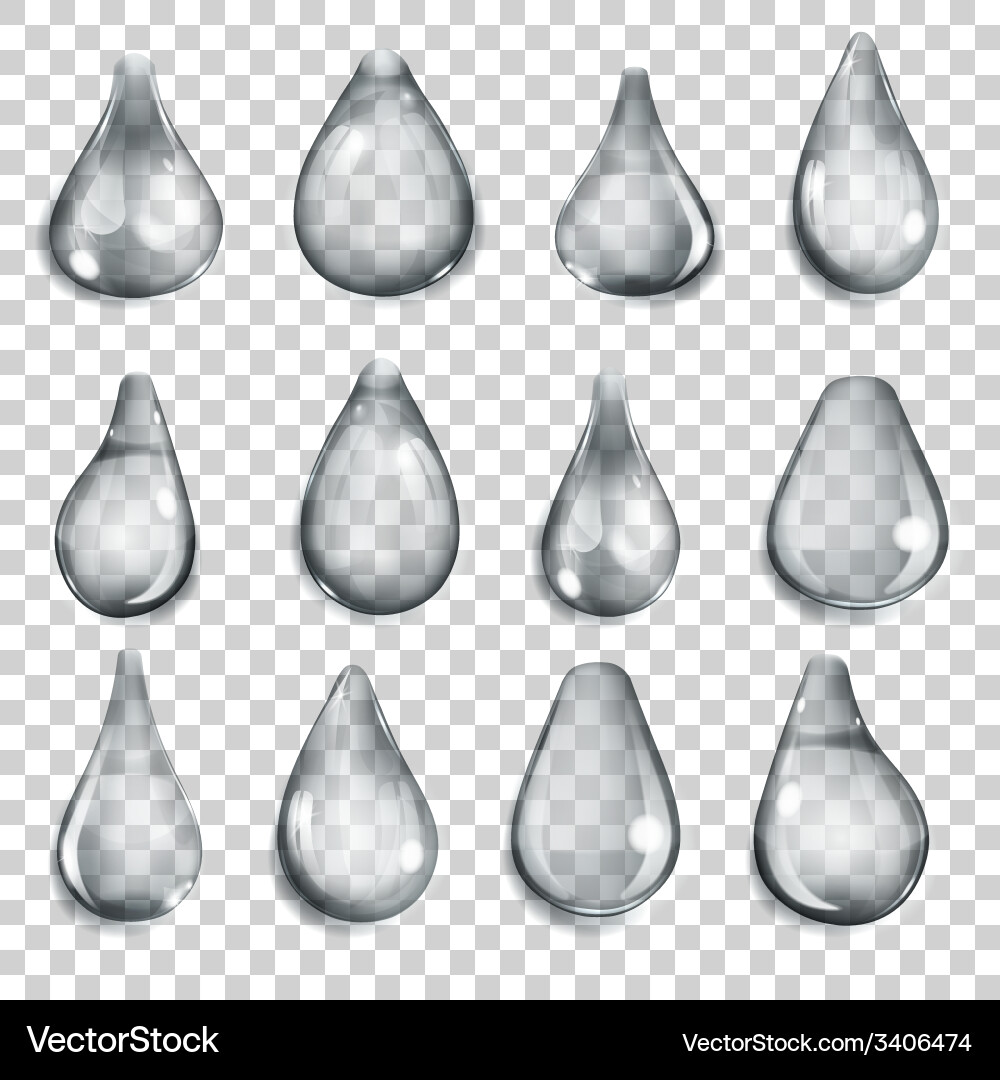 Transparent gray drops Royalty Free Vector Image