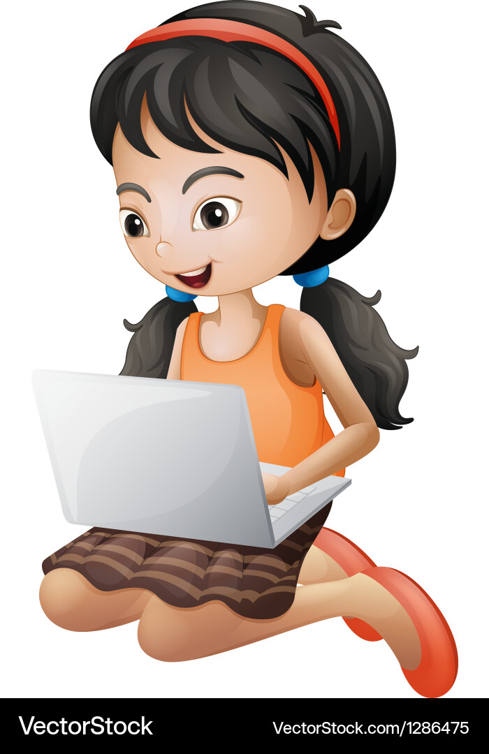 A girl with laptop Royalty Free Vector Image - VectorStock