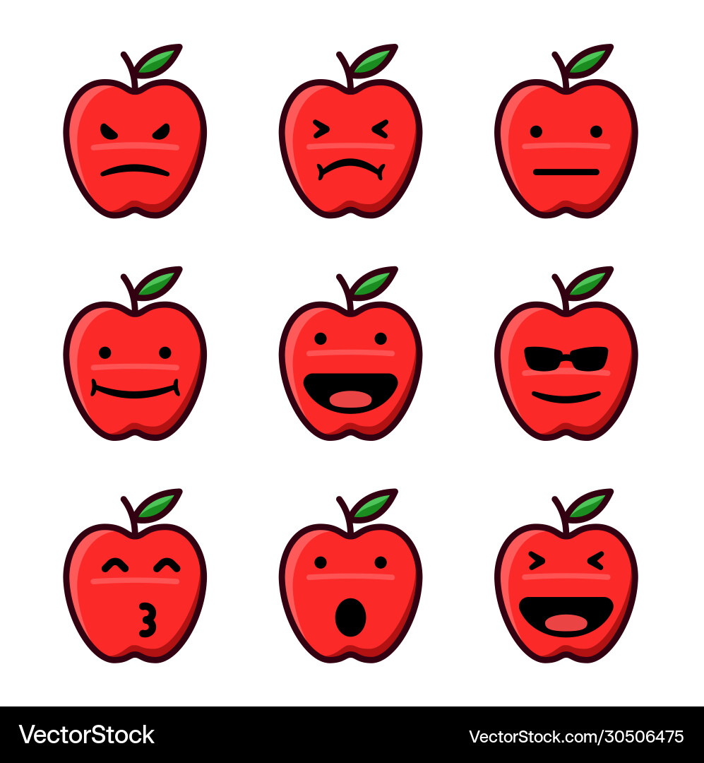 Apple emoticon set Royalty Free Vector Image - VectorStock