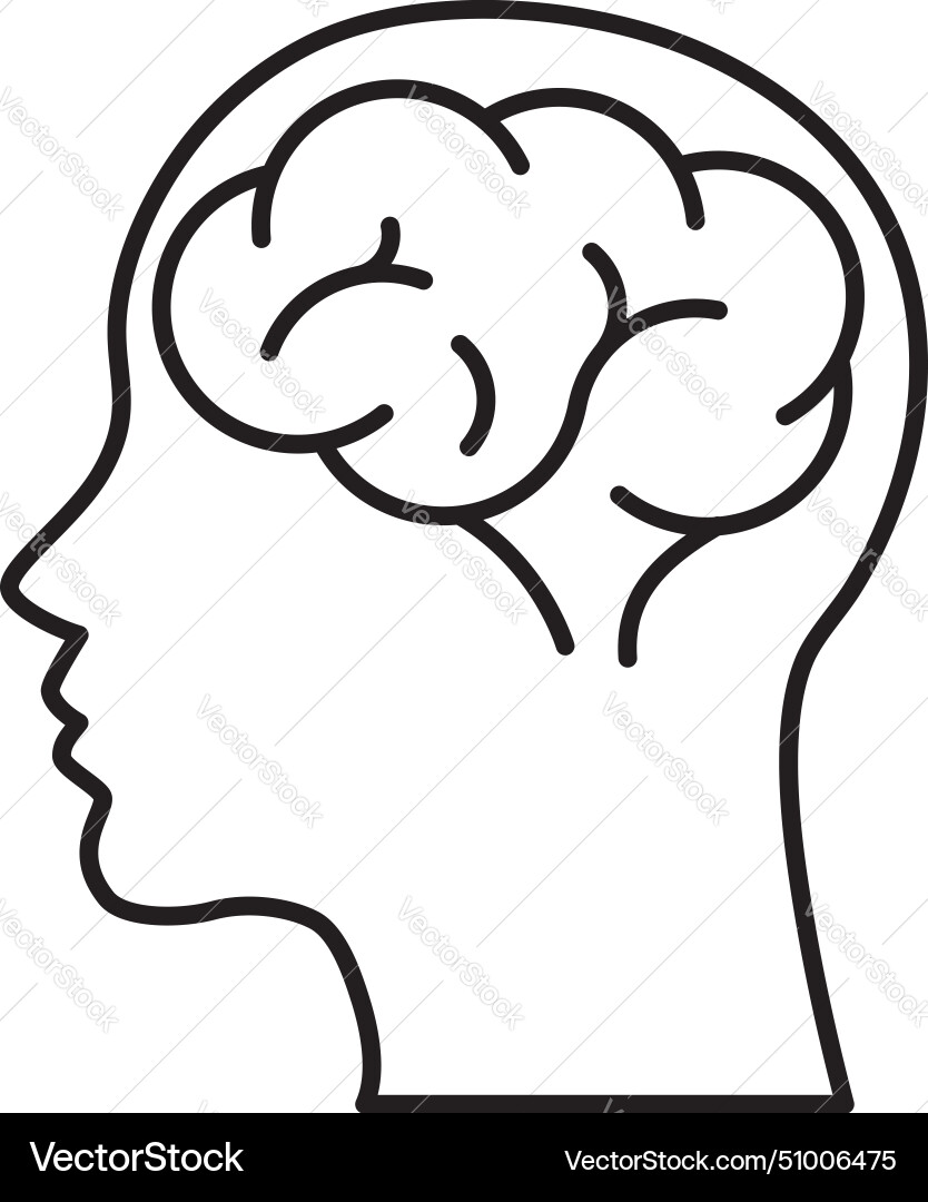 Brain in human head Royalty Free Vector Image - VectorStock