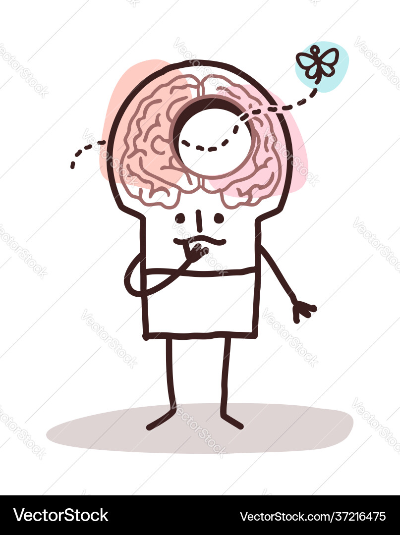 Cartoon man with a hole in brain and memory Vector Image